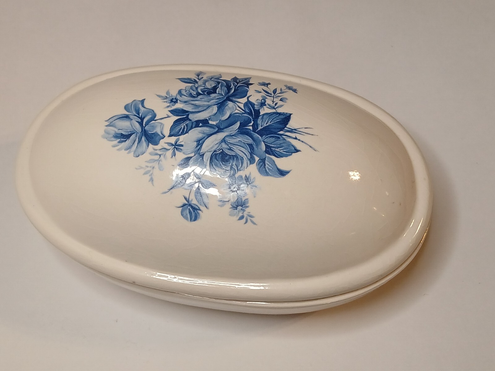 Vintage 1976 Duncan Enterprises Ceramic White with Blue Roses Lidded ...