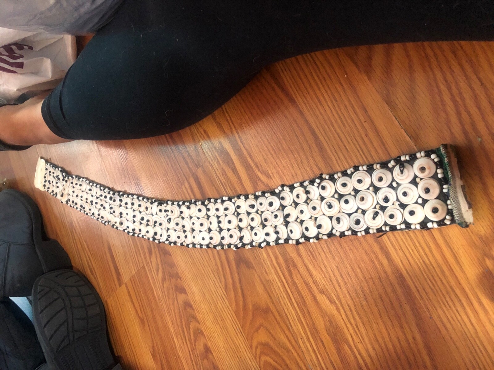 Vintage OCEANA TRIBAL Cowrie Shell Belt - Beaded 30" - Gem