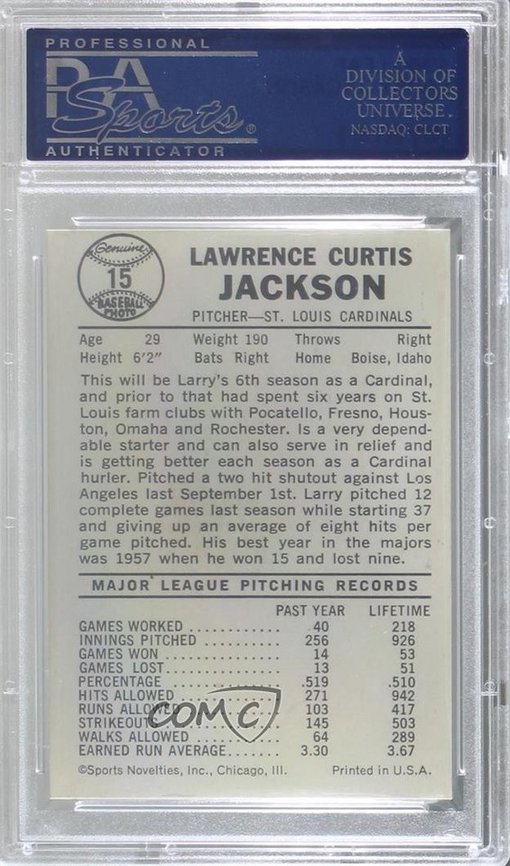 1960 Leaf Larry Jackson #15 PSA 7 | eBay UK