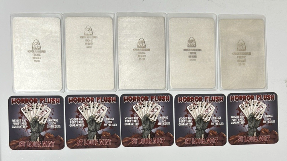 STL Mint 2024 Complete Set “HORROR FLUSH” 1 Oz .999 Fine Silver Cards ...