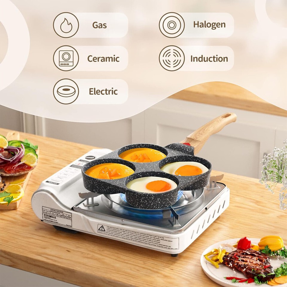 4-Cup Egg Pan Nonstick Frying Pan Pancake Pan Fried Egg Pan Cooker for ...