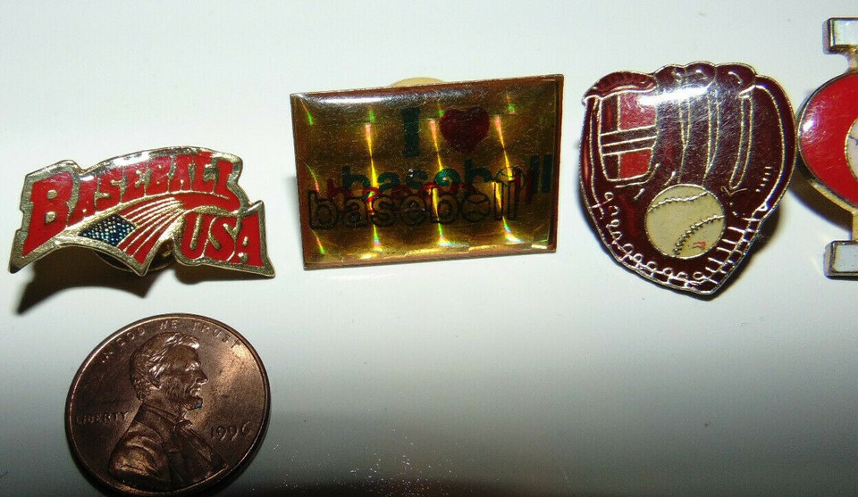 4) Vintage Baseball Pin Glove Ball MLB LOVE Baseball MLB 1980's 80's ...