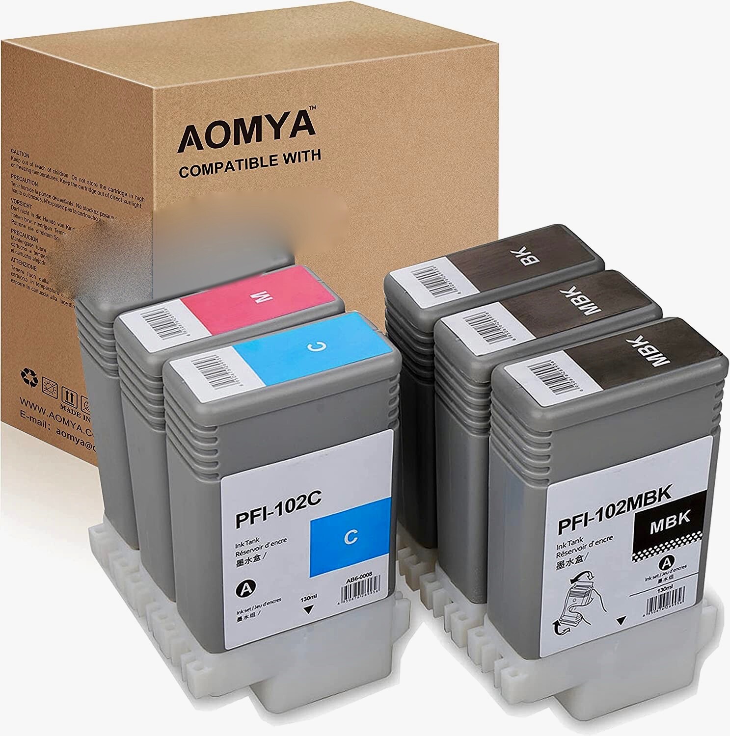 5 Compatible Canon ipf 650 655 750 755 760 765 PFI-102 pfi 104 INK ...