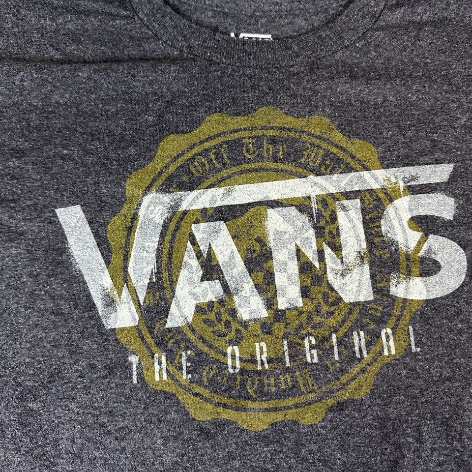 Vans T-Shirt Mens Small Gray Cotton Graphic Short Sleeve Crew Neck ...