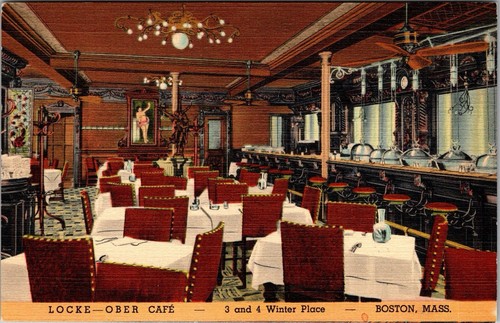 BOSTON Massachusetts Postcard LOCK OBER CAFE Restaurant Curteich Linen ...