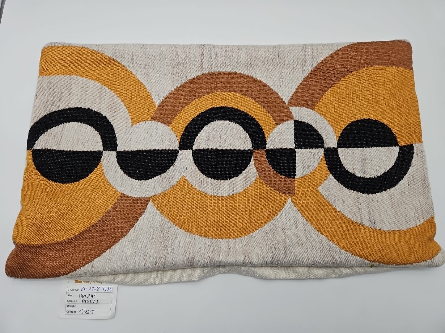 Champo Carpets PILLOW COVER 13.5 x 23.5"" Woven Geometric Style Browns ...