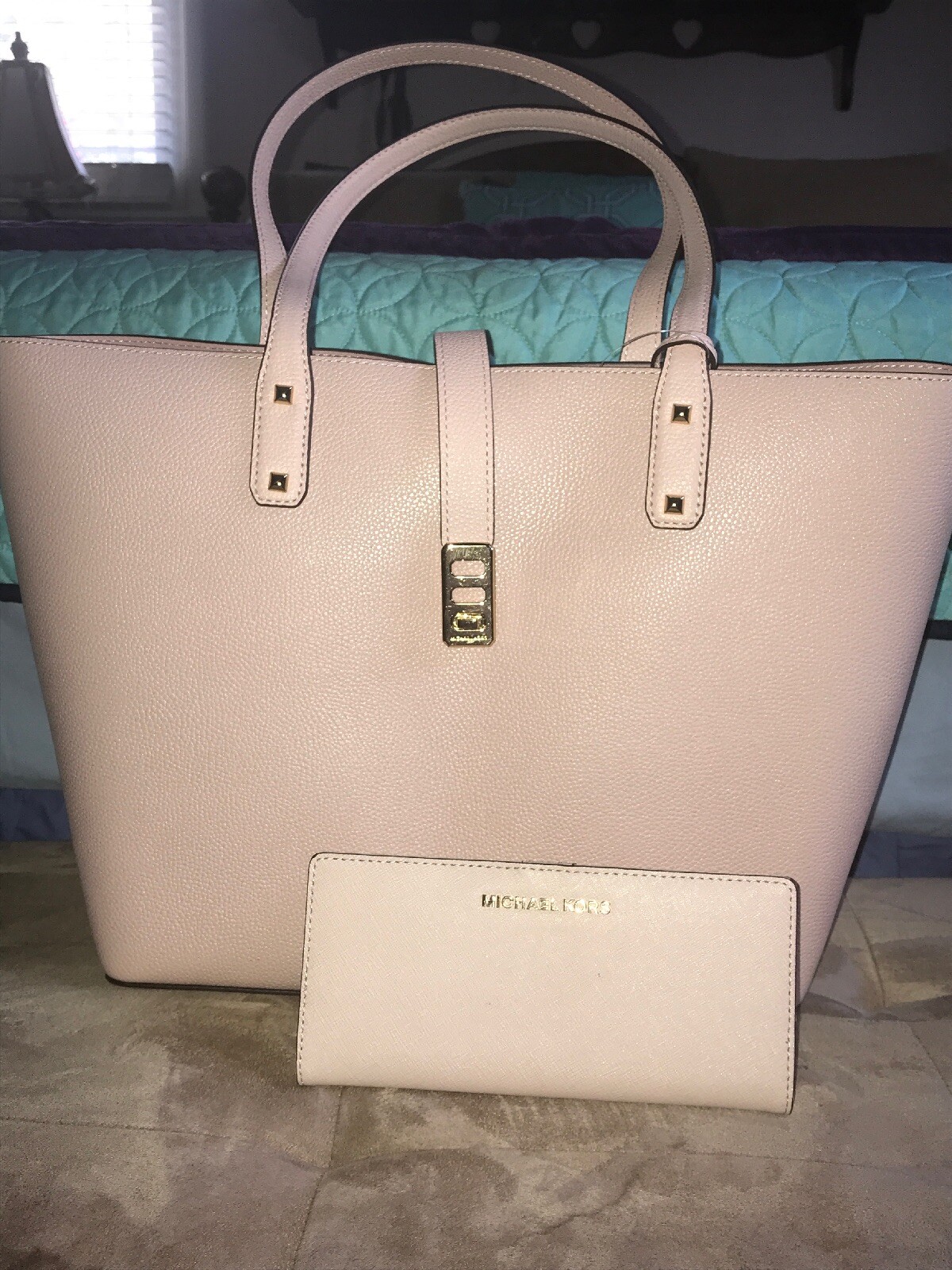 Michael Kors Karson Large Pebble Leather Carryall Bag Pastel Pink W ...