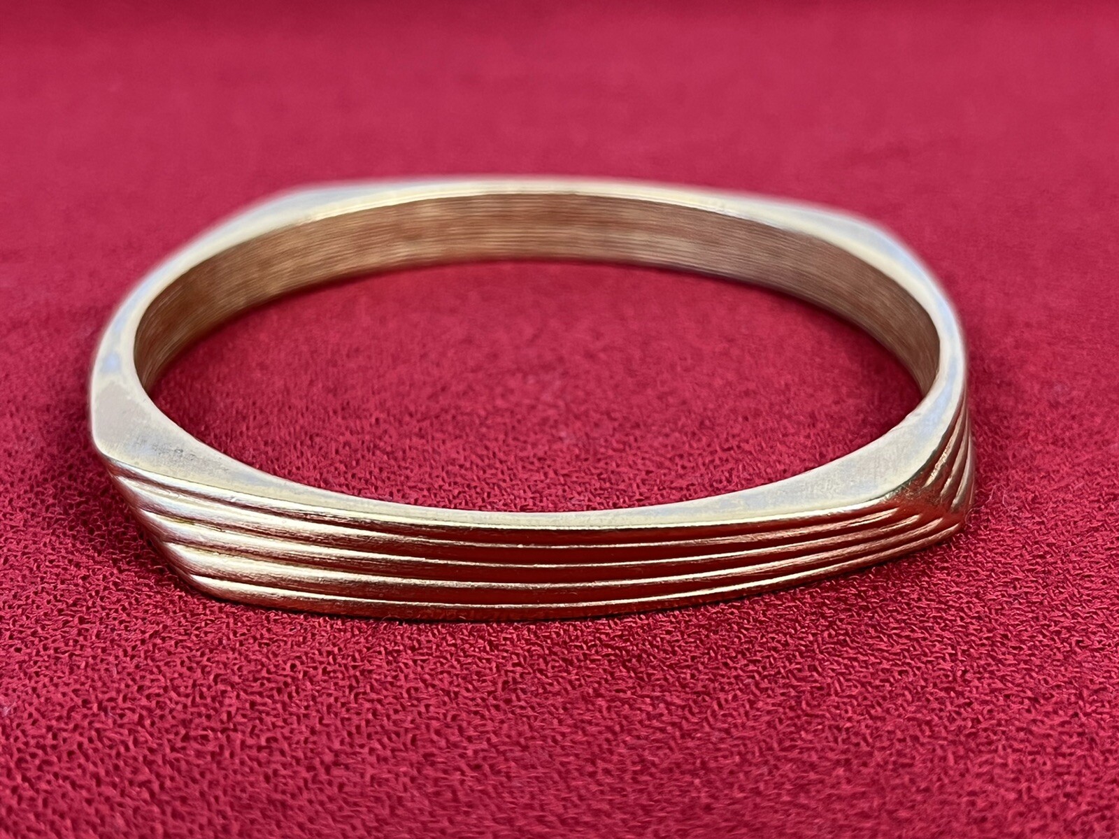 Vintage MONET Shiny Gold Tone Square BANGLE BRACELET … - Gem