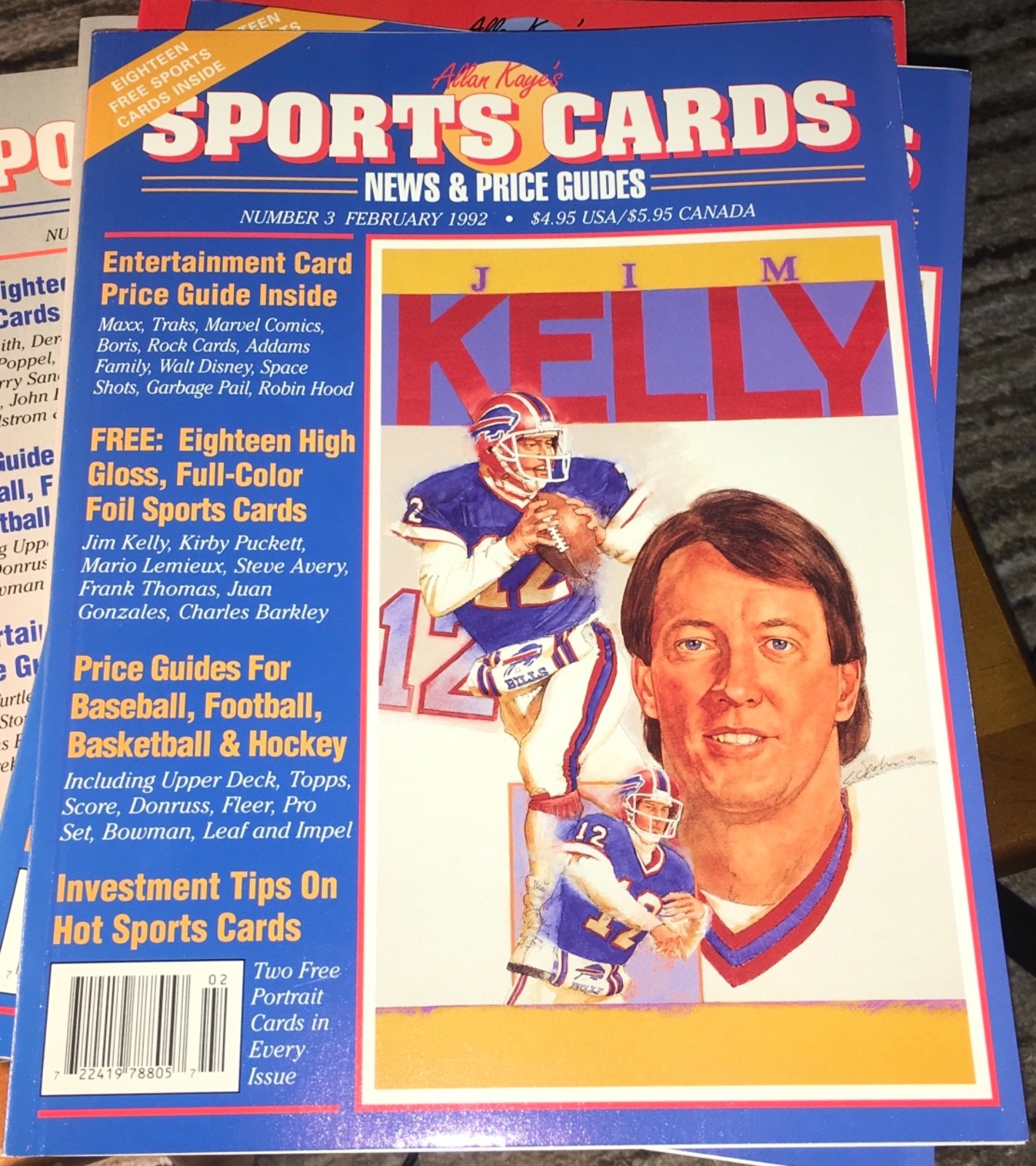 Allan Kaye's Sports Cards Magazine Feb1992 J Kelly wMint Cards Magic ...