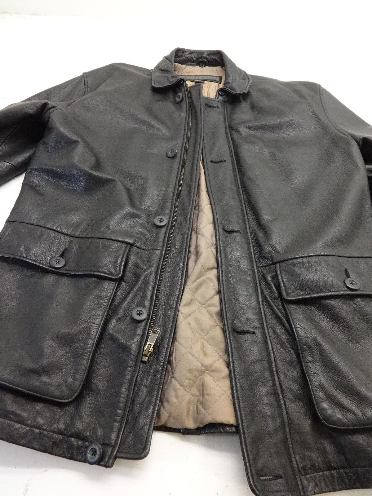 LE COLLEZIONI STRUCTURE MENS BLACK SUPPLE LEATHER COA… - Gem