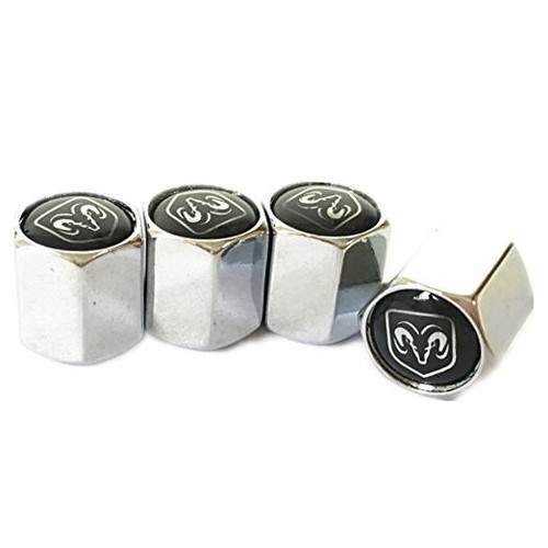 Ram Black Logo Chrome Tire Stem Valve Caps | eBay
