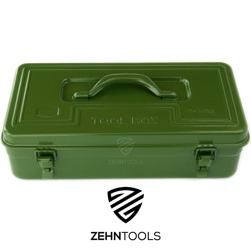 Vintage Army Green Tool Box Metal Van Chest Carry Handle Military ...