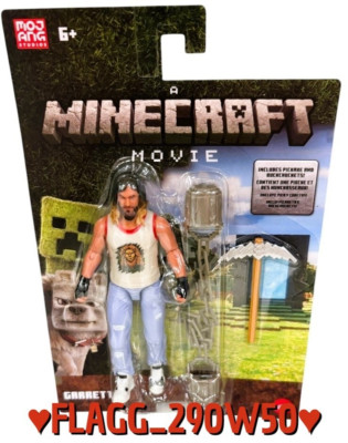 2025 Minecraft Movie GARRETT 4" Figure Pickaxe & Buckchuckets ***READ ...