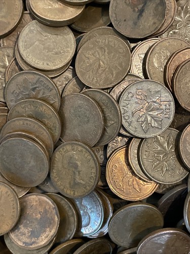 10lbs mixed Canada 98% Pure Copper Bullion Pennies 1953-1996 Bulk Lot ...