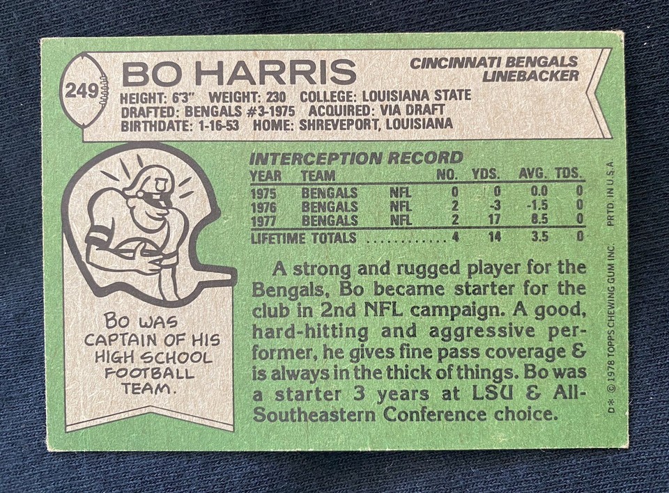 1978 Topps - #249 Bo Harris (RC) | eBay