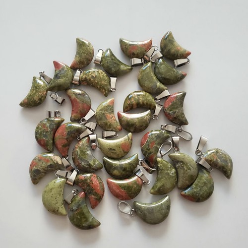 Wholesale 50pcs Natural Unikate Stones Half Moon Shape Pendants Bead ...