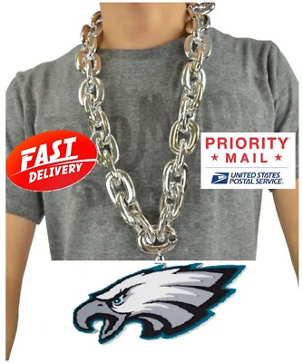 Philadelphia Eagles NFL 3D Foam Fan Chain Necklace-Silver Chain ...