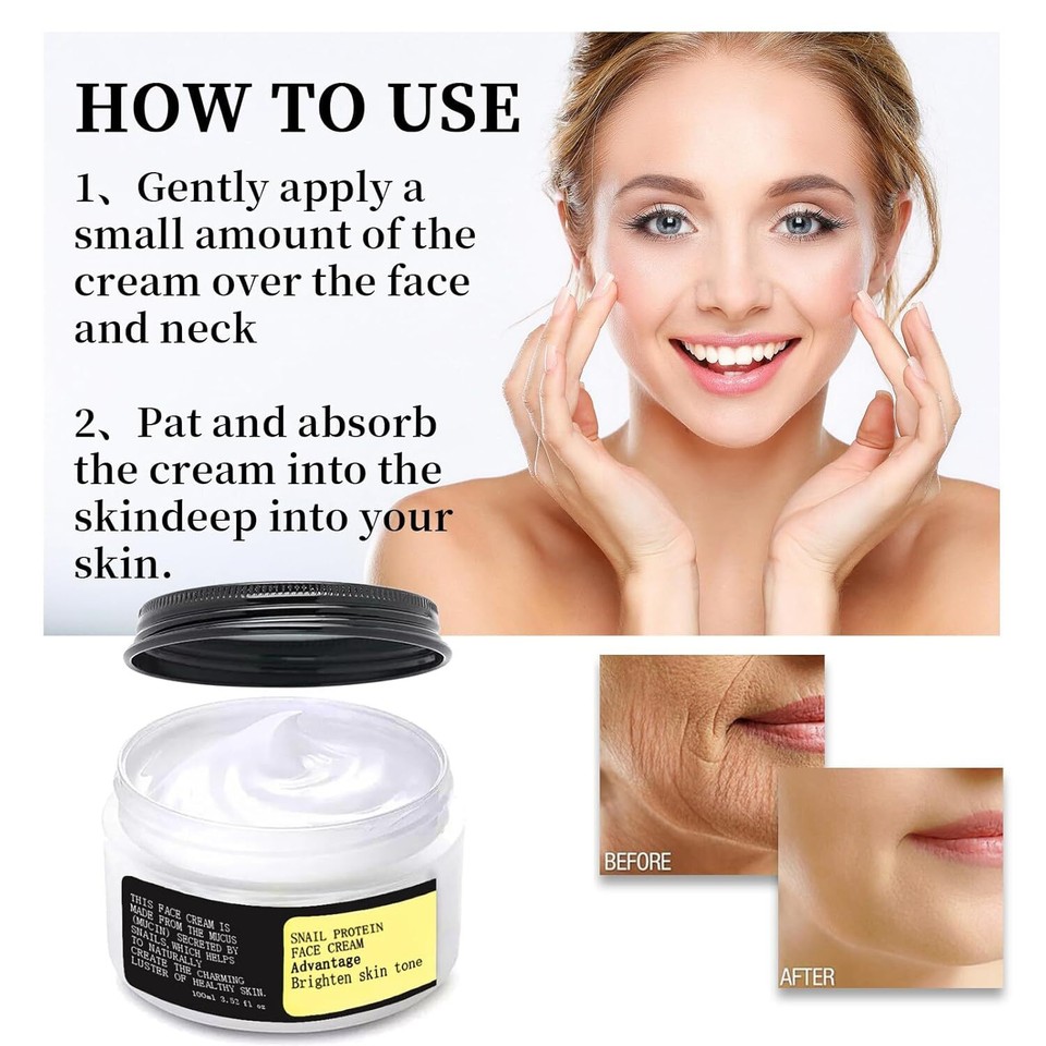 Snail Mucin Cream, 92% Pure Snail Slime Extract Moisturizer for Face ...