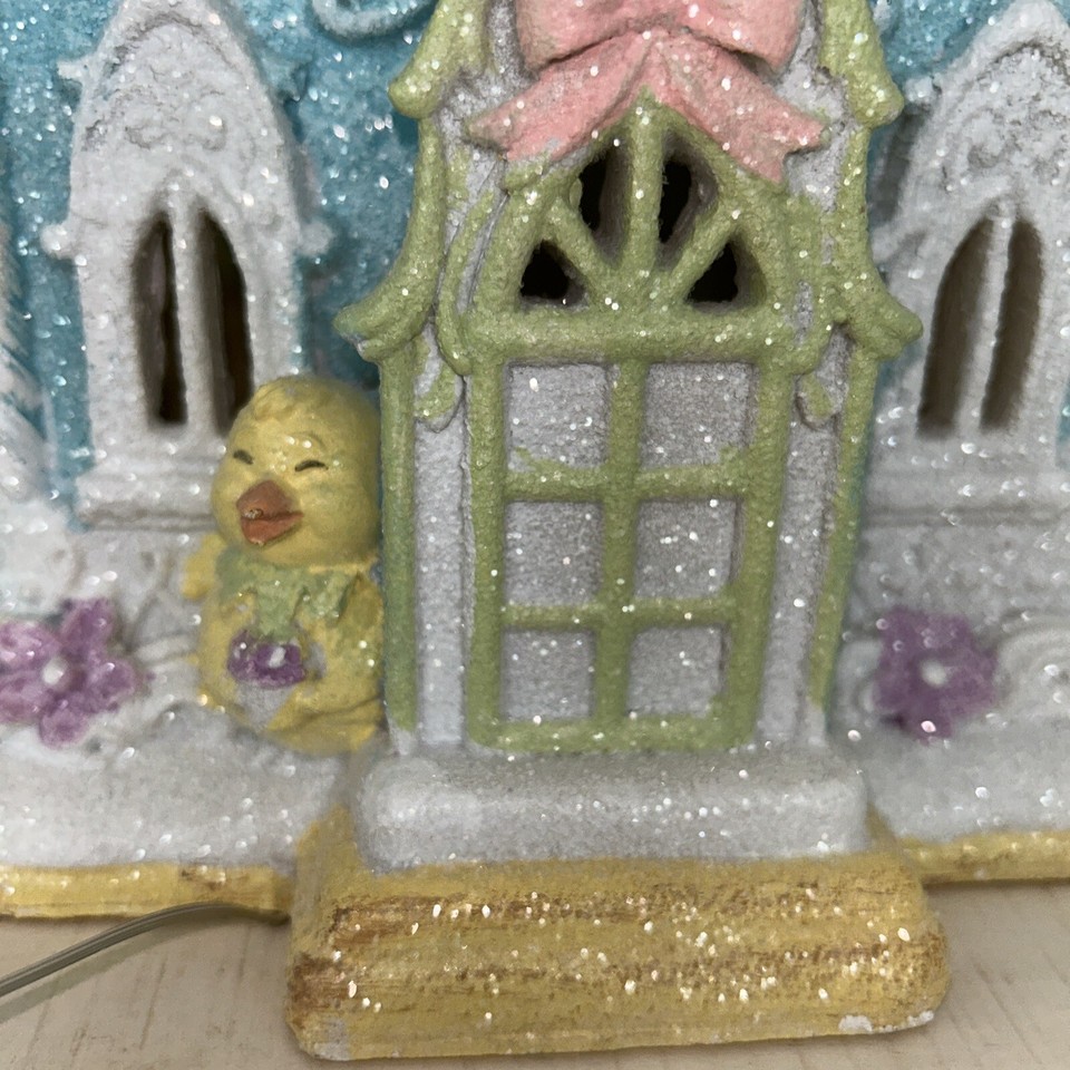 Pastel blue yellow pink Easter Victorian gingerbread house with duck | eBay