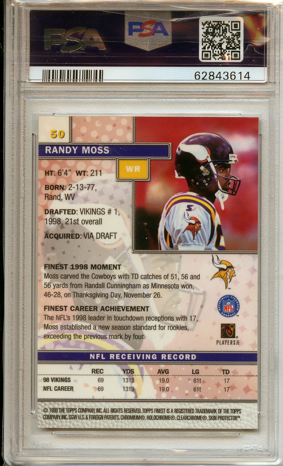 1999 Topps Finest - #50 Randy Moss for sale online | eBay