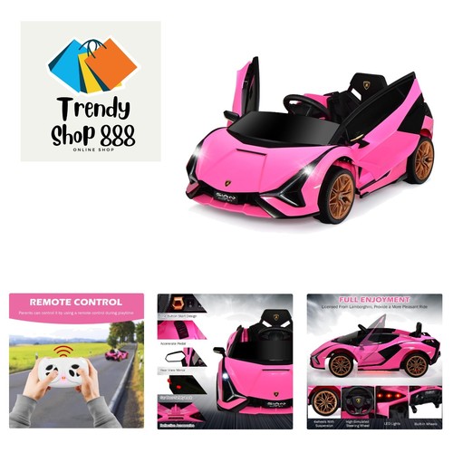 Pink 12V Lamborghini Sian Kids Ride On Car with Parent Control & Safety ...