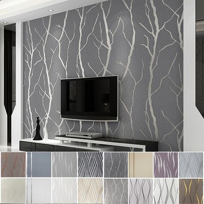 3D Effect Tree Branch Stripe Embossed Texture Wallpaper Roll Wall Paper ...