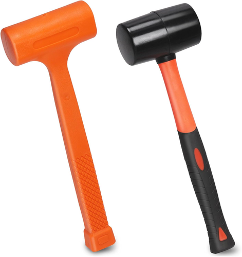 2Pcs 16Oz+1Lb Rubber Mallet Hammer, Low Recoil Rubber Hammer with Solid ...