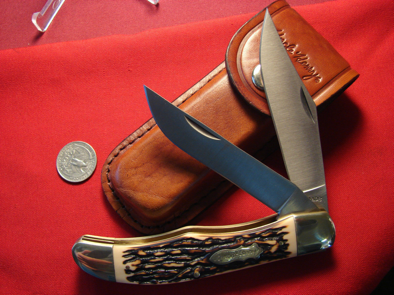SCHRADE UNCLE HENRY 227UH LARGE 2 blade folding hunter STAGLON 6265 ...