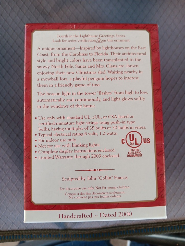 Hallmark 2000 Lighthouse Greetings 4th in Series Lights Work | eBay