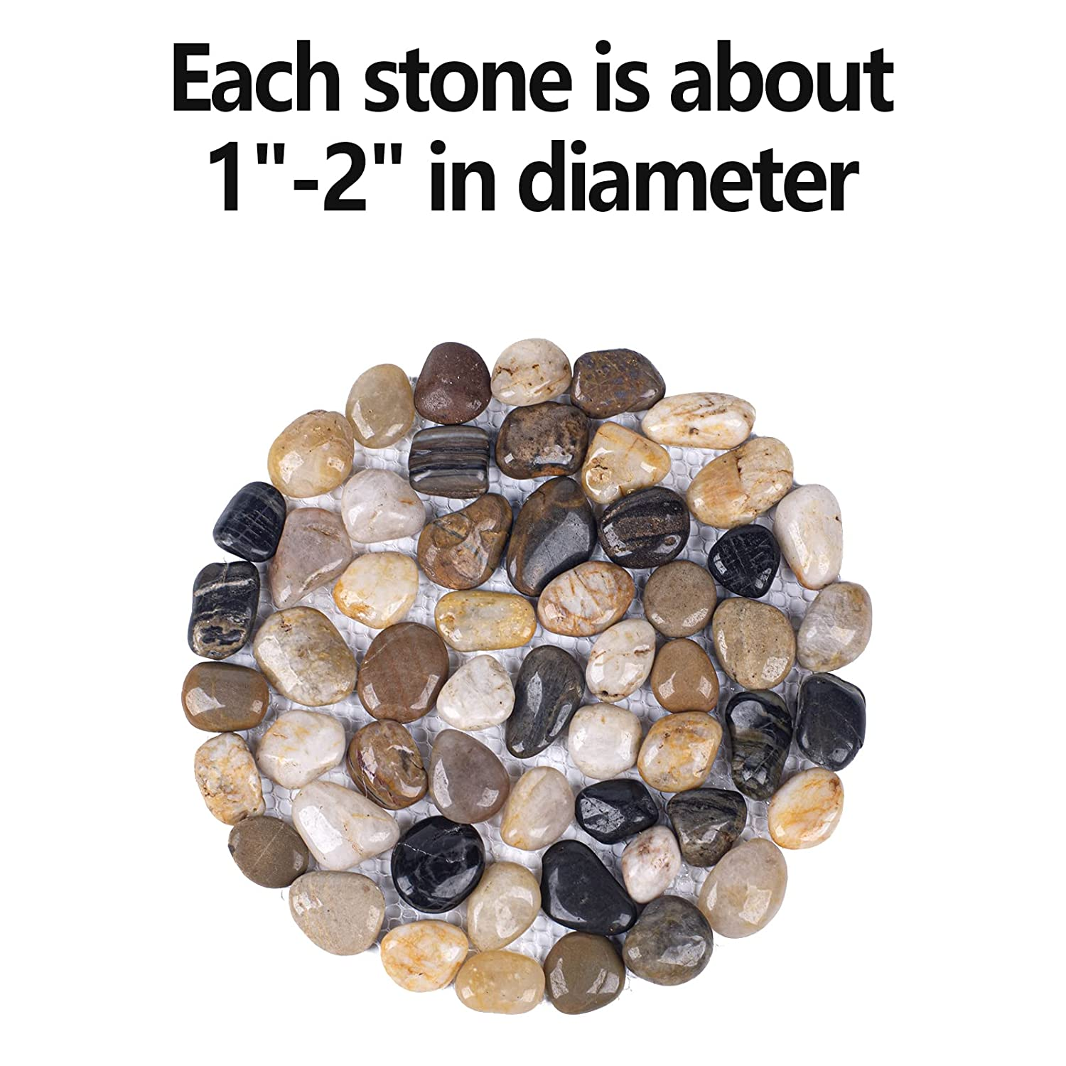 STEPPING STONES River Rock Pavers Pebbles for Garden Roundness Set of 6 ...