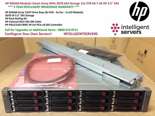 HP MSA60 Modular Smart Array With 36TB Storage 12x HP 3TB 6G 7.2K DP 3. ...