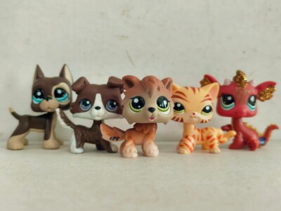 5pcs/lot Littlest Pet Shop Figure LPS Cat Dog Dragon #817#2141#1451 ...