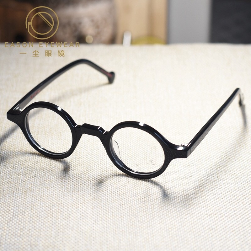 Japanese Round Eyeglass Frames women Men Retro Hand Made Acetate Black ...
