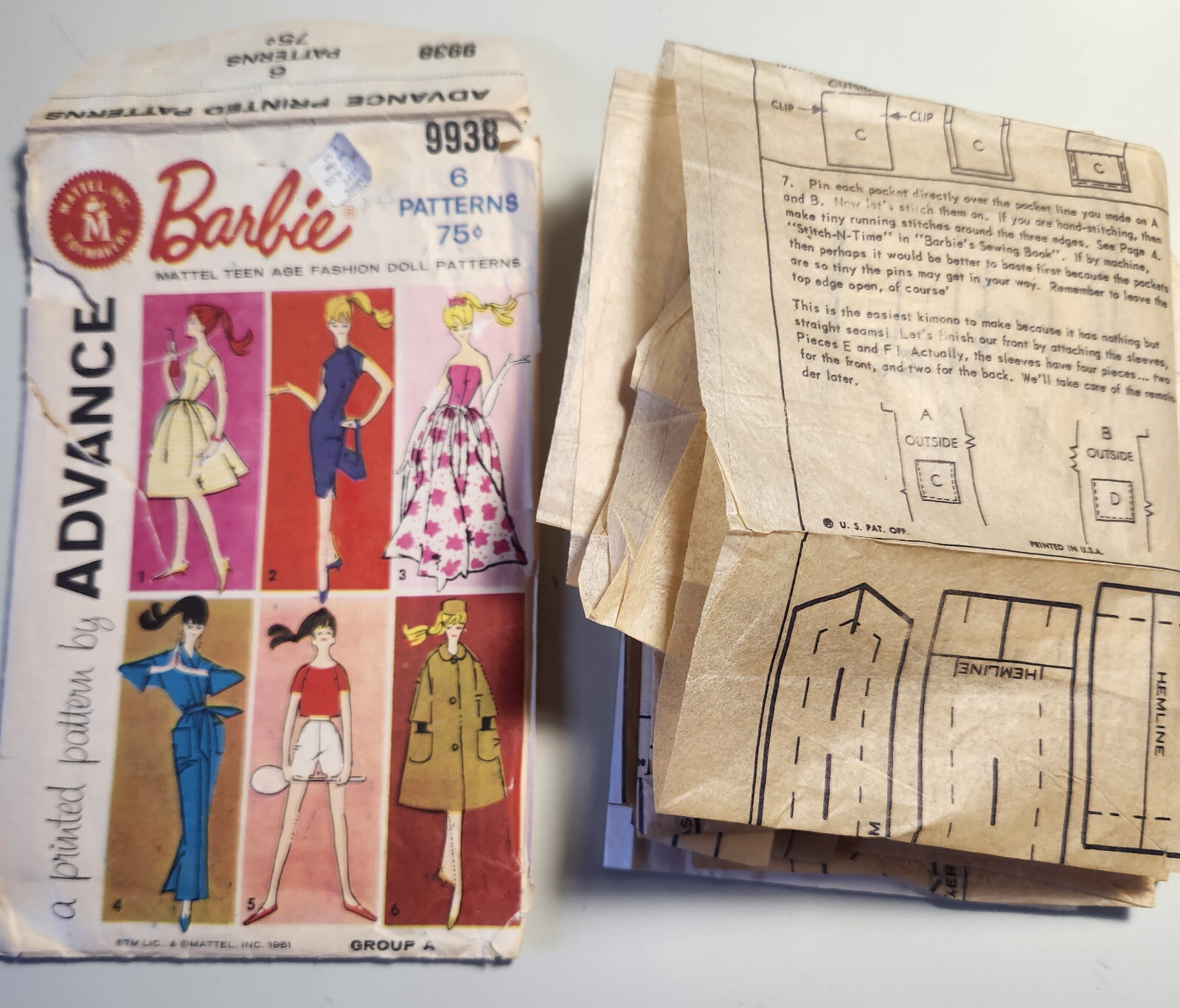 Barbie doll vintage pattern 11.5 dolls 6987, 2123, 9938, 6208 McCalls ...