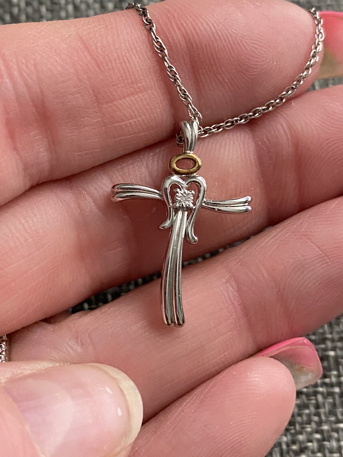 NEW Sterling Silver & Diamond Accent Miracles Cross Pendant Necklace 18 ...