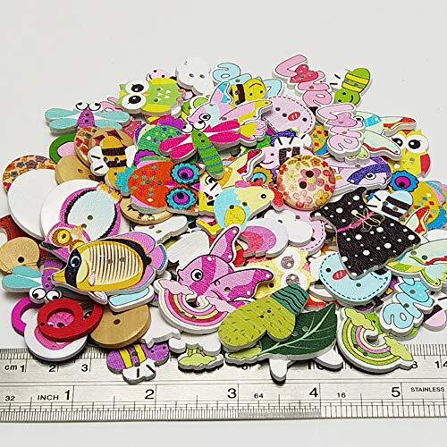 Assorted 100pcs Mix Sizes Styles Colors Wood Buttons Craft Sewing ...