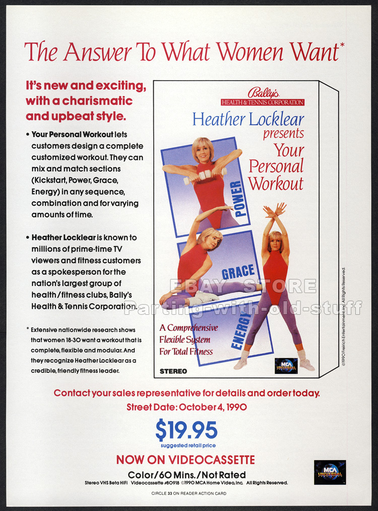 HEATHER LOCKLEAR WORKOUT__Orig. 1990 Trade print AD promo__fitness ...
