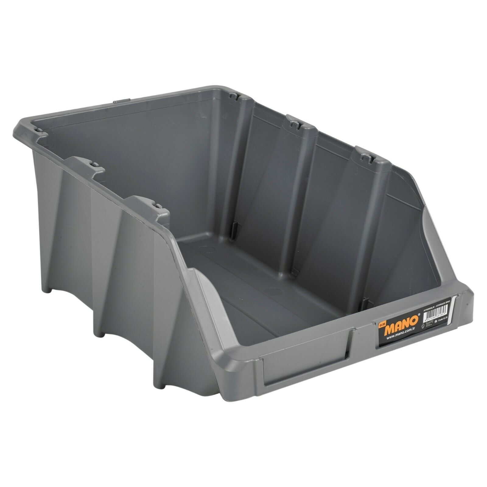 Grey Plastic Wall Mounted Stacking Storage Organiser Bins Tool DIY ...