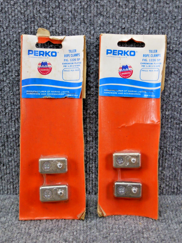 NOS Sealed Perko 1226 SP Tiller Rope Clamps Chrome Plated for 1/8 or 3/ ...