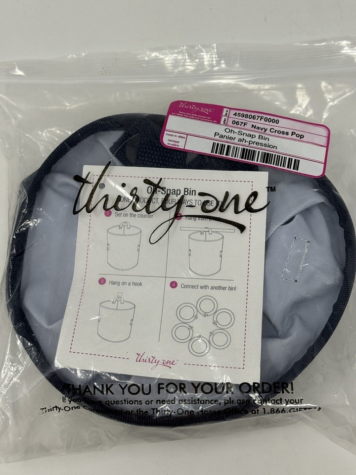 Thirty One 31 Oh Snap Bin Navy Cross Pop Organizing Bin NEW | eBay