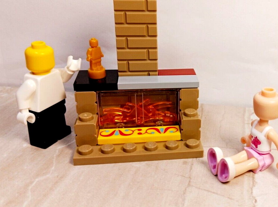 New LEGO Gas Fireplace Set TROPHY Brick Rug Double Glass Doors Modern ...