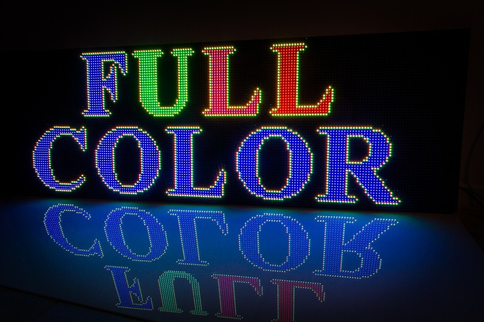 Full Color LED Sign 13" x 38" Double Sided 10MM Programmable Message ...