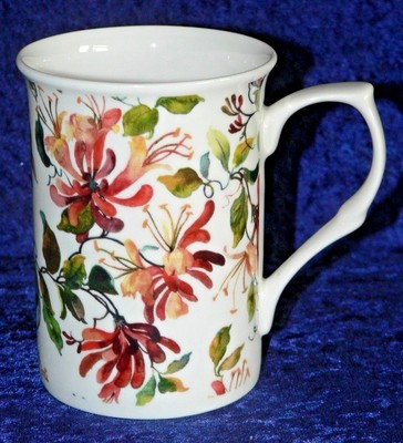 Honeysuckle floral bone china mug - colourful floral design honeysuckle ...