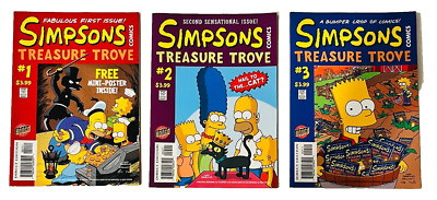 LOT OF 3 SIMPSONS COMICS TREASURE TROVE #1-3 RUN 2008 MATT GROENING ...