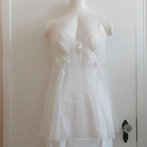 Vintage NWT Victoria's Secret Ivory Silky Chiffon Bridal Sheer Lace ...