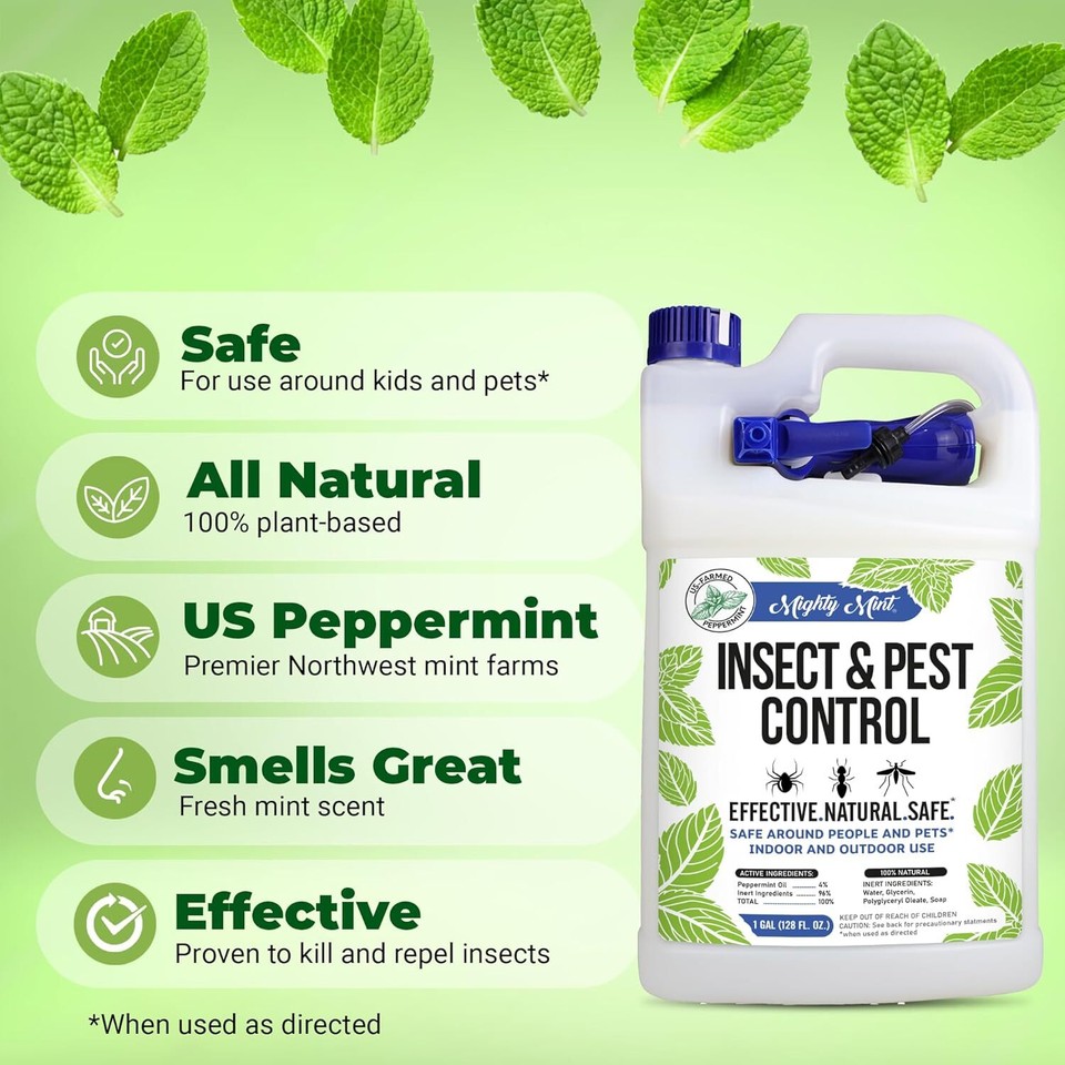 Mighty Mint Peppermint Oil Insect Repellent Spray - 1 Gallon (128 Oz ...