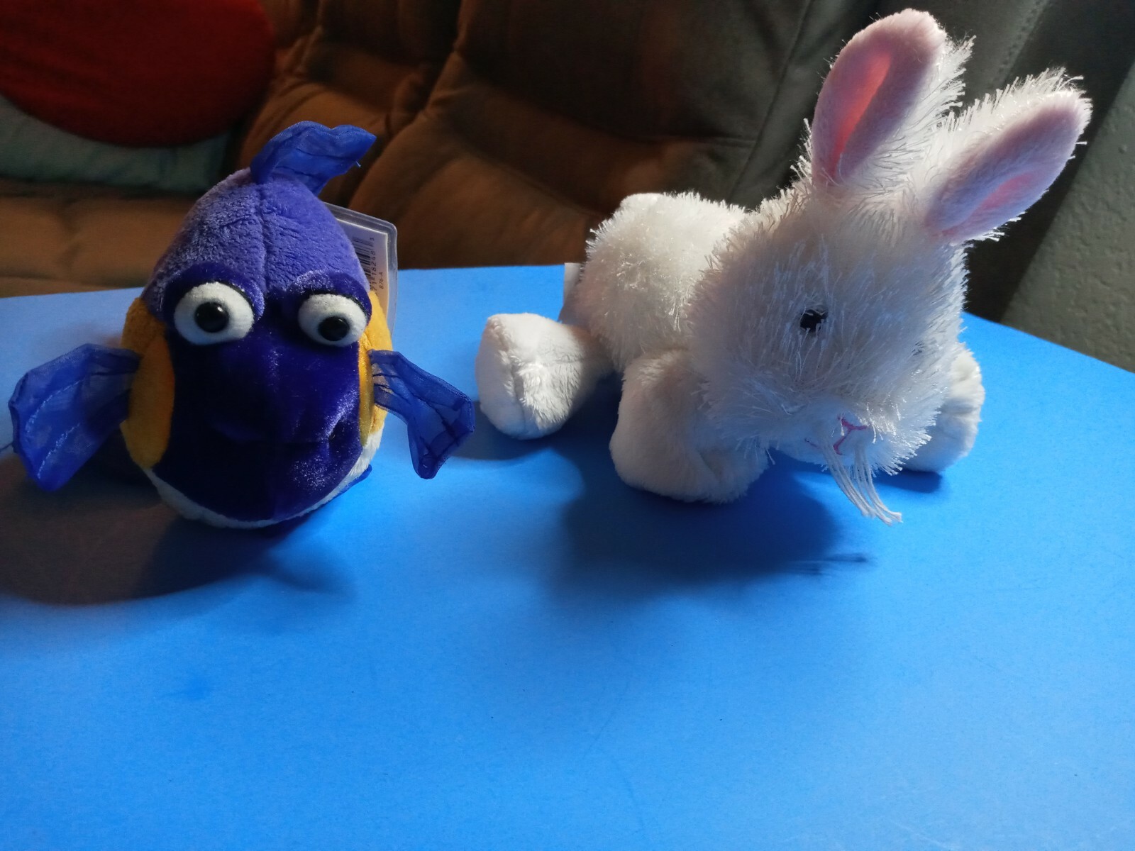 Pair of Ganz Webkinz Lil'Kinz PURPLE GOLDFISH 7" Plush and WHITE RABBIT ...