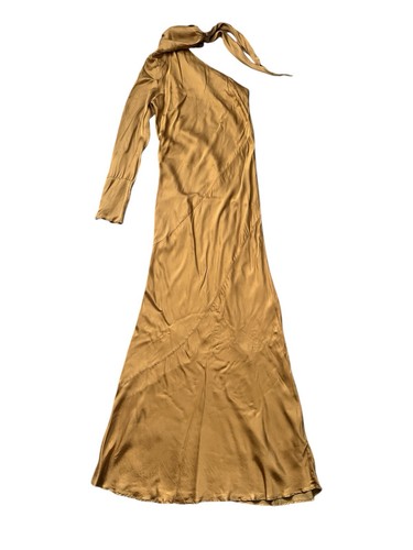 $250 Young Fabulous & Broke Satin One Shoulder Febe Maxi Dress In Olive ...