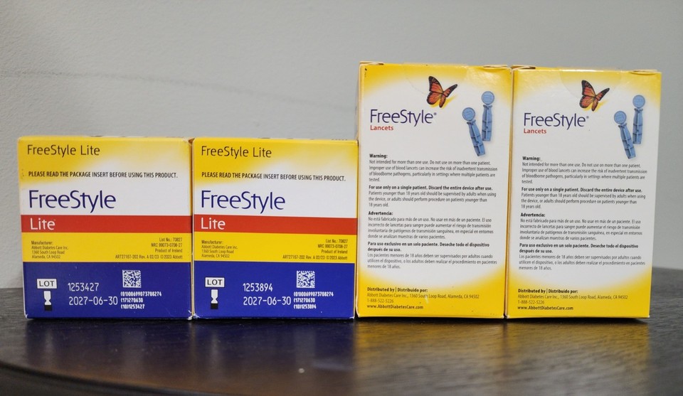 ABBOTT 200 FREESTYLE LITE BLOOD GLUCOSE TEST STRIPS + 200 LANCETS ...