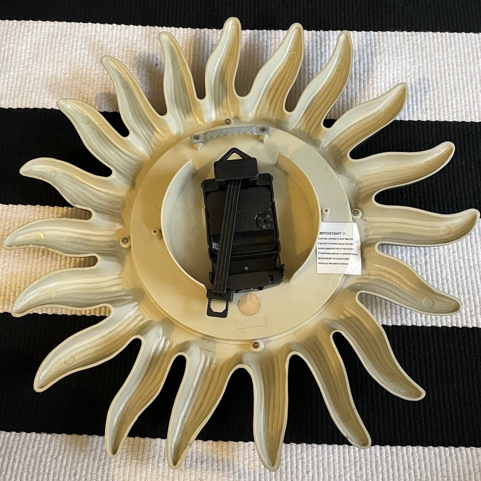 Vtg Eleco 90s Eclectic Sunburst Angel Clock Resin Glass Face Witchy ...